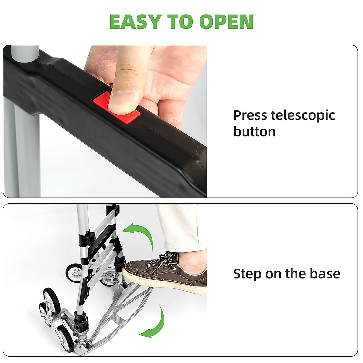 180lbs Stair Climbing Cart Hand Truck - Stairs Climber Cart for Groceries with Adjustable Handle Lightweight Folding Stair Climbing Dolly Cart Stair Climber Dolly for Shopping, Moving & Office