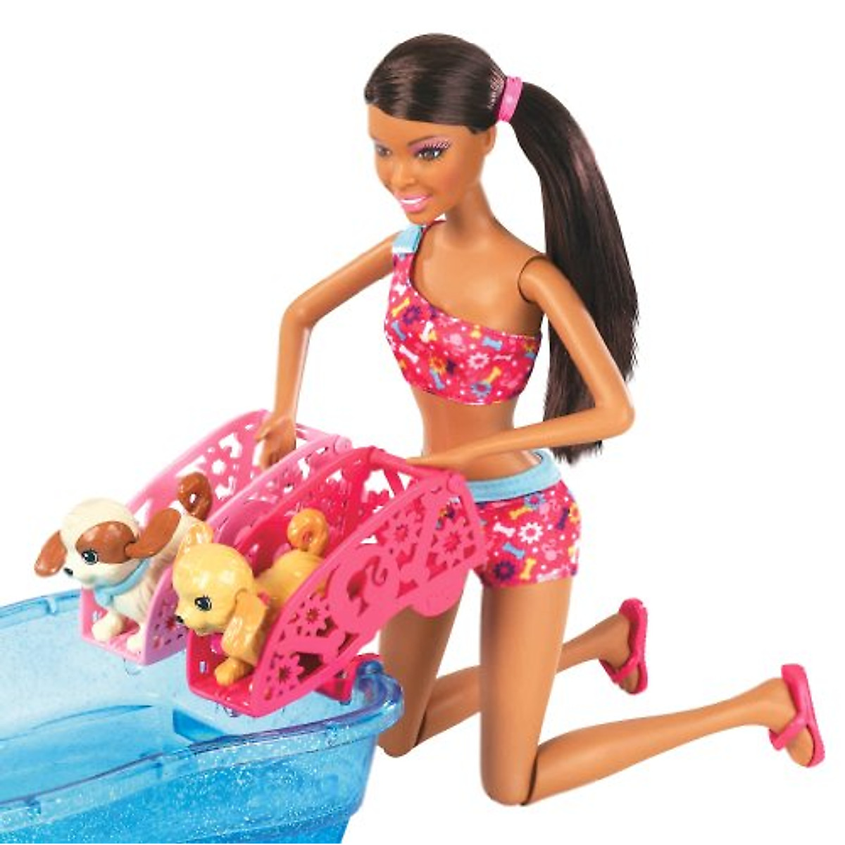 Barbie Swim and Race Pups African-American Doll Playset