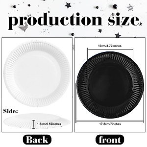 Zuazaor 50Pcs Disposable Black Paper Plates 7 Inches Graduation Halloween Party Plates Dessert Plates Round Paper Plate,Also for Weddings Birthdays Christmas Party Supplies (black)