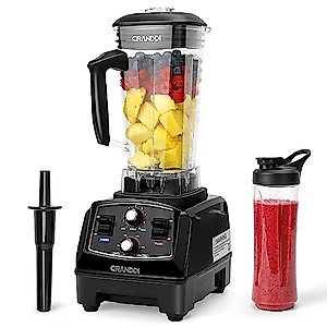 CRANDDI Professional Blenders with Timer for Kitchen, 1500W, 70oz Commercial Blenders for Shakes and Smoothies, Easy to Clean, YL-011 Black