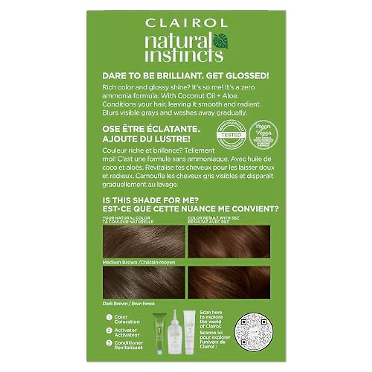 Clairol Natural Instincts Demi-Permanent Hair Dye, 5BZ Medium Bronze Brown Hair Color, Pack of 1