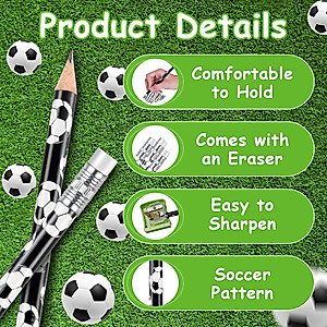 AUAUY Football Pencils Soccer Pencils 12 PCS Football Theme Wooden Pencils with Eraser Unsharpened Wooden Pencils Suitable for Home School Sports Stationery Gifts, Office Supplies