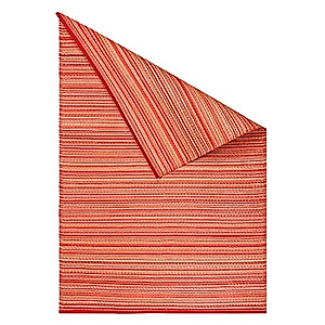 Lush Ambience Iris Outdoor Rug for Patios, Backyards, Decks, Porches, Picnic, Rv, Camping | Premium Plastic Straw Rug - Waterproof, Reversible, Fade Resistant (4'X6'-Red) Roll