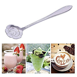 20 Pieces Stainless Steel Rose Flower Coffee Spoon Dessert Spoon Sugar Spoon Ice Cream Spoon Stirring Spoon Tea Spoon Milkshake Spoon Set for Tableware Kitchen, Cafe or Bar