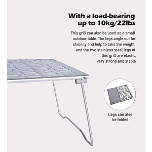Boundless Voyage Titanium Folding Campfire Grill Portable Outdoor Camping Barbecue Grill Grate with Legs