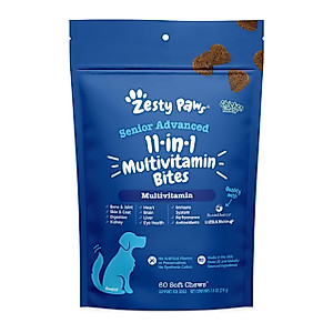 Zesty Paws Multivitamin Treats for Dogs - Glucosamine Chondroitin for Joint Support + Digestive Enzymes & Probiotics - Grain Free Dog Vitamin for Skin & Coat + Immune Health Chicken - Advanced - 60ct