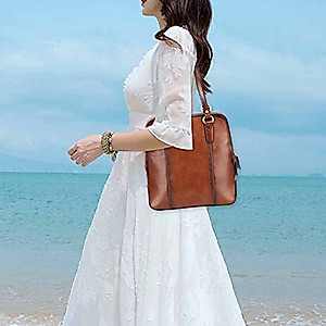 Ronts Banuce Fashion Vintage Leather Convertible Backpack Purse for Women Small Shoulder Bag for 9.7 Inch iPad School Daypack Brown