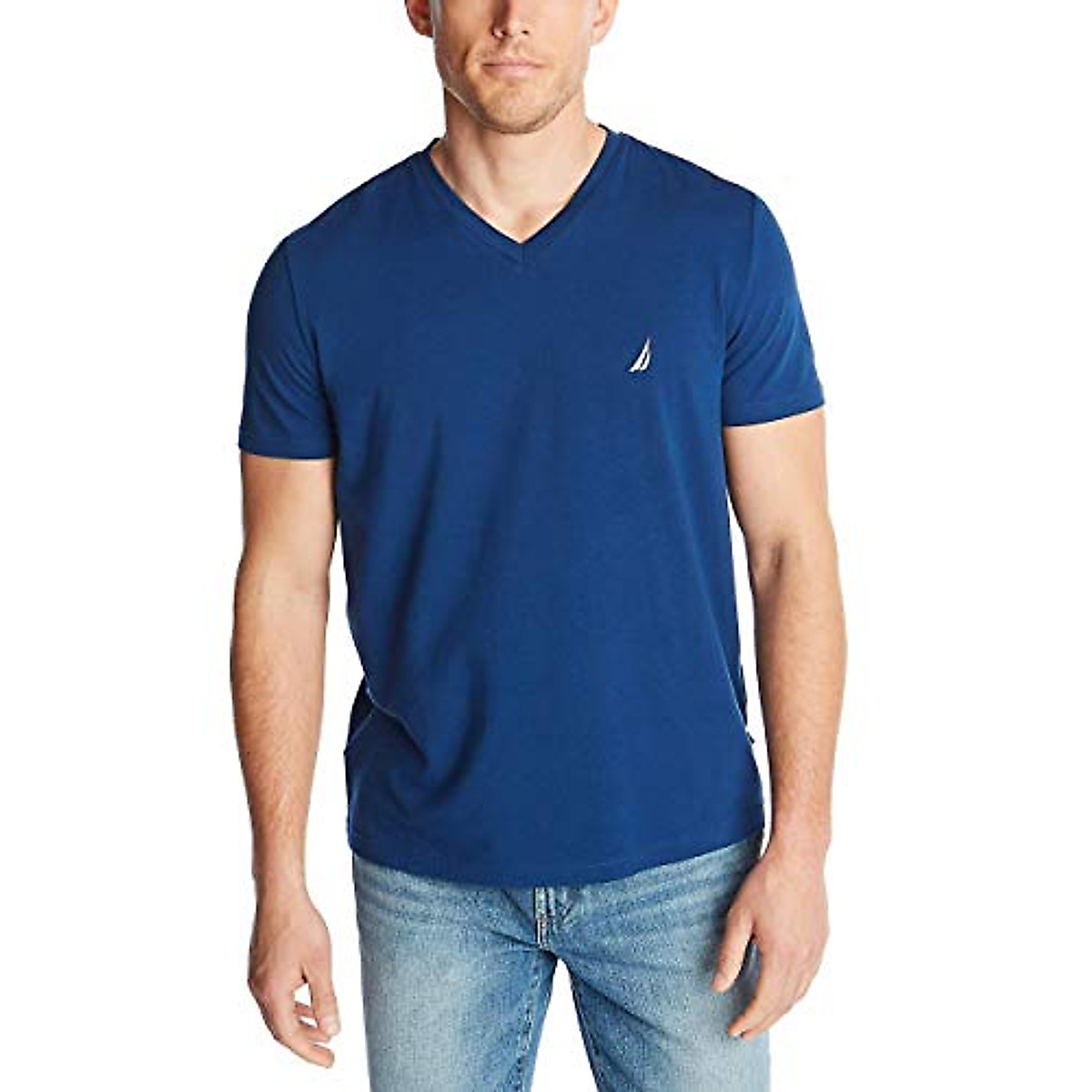 Nautica Men's Short Sleeve Solid Slim Fit V-Neck T-Shirt, Royal Blue, X-Large