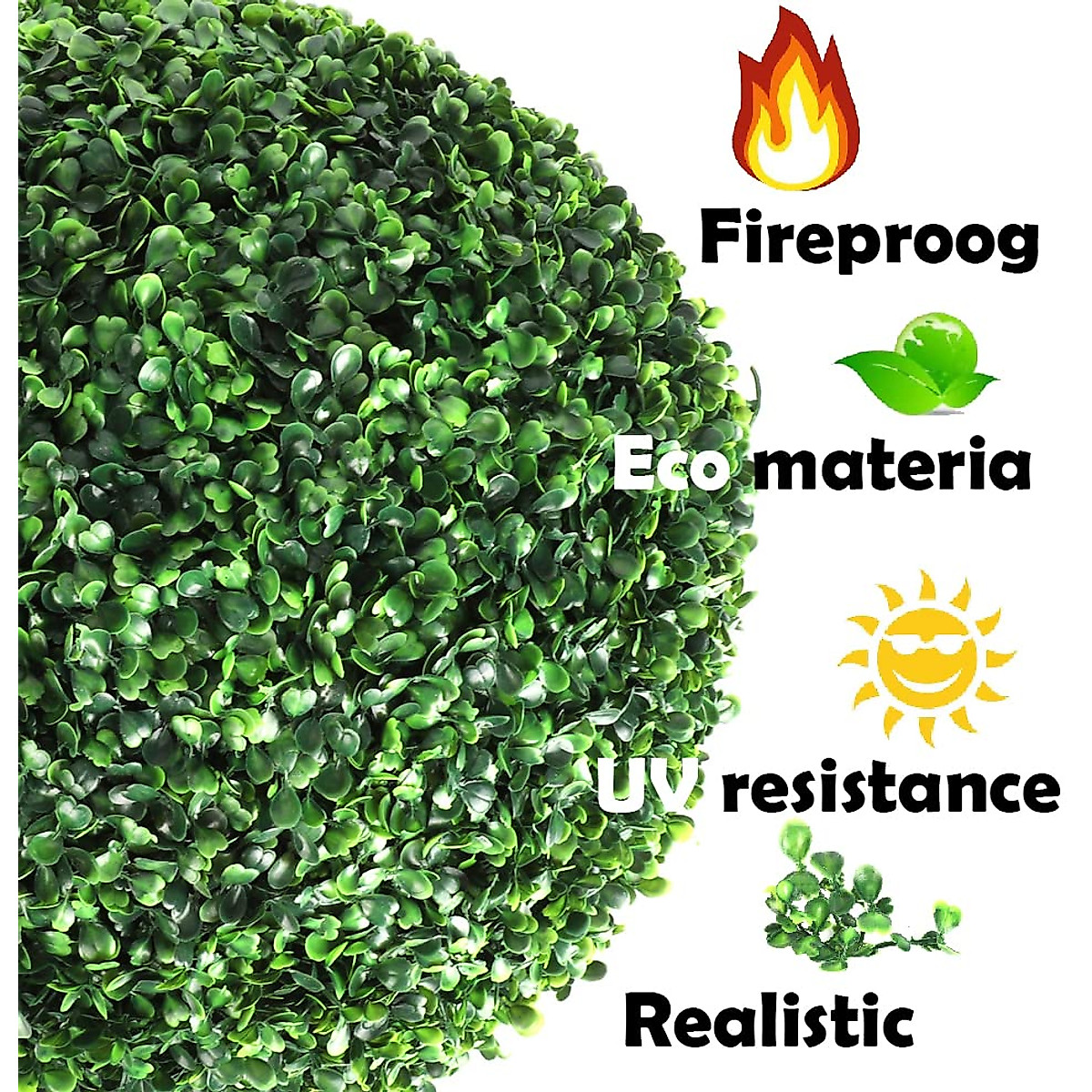 MYOYAY 4Pcs Artificial Topiary Ball 19 Inch and 9 Inch Outdoors 4 Layers Plant Topiary Ball Faux Boxwood Balls for Indoor Backyard Garden Wedding Décor