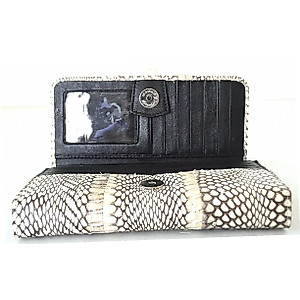 Authentic Snake Skin Women's Long Bifold Cobra Snake W/Head Purse Wallet
