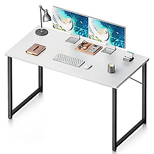Coleshome 40 Inch Computer Desk, Modern Simple Style Desk for Home Office, Study Student Writing Desk, White Black
