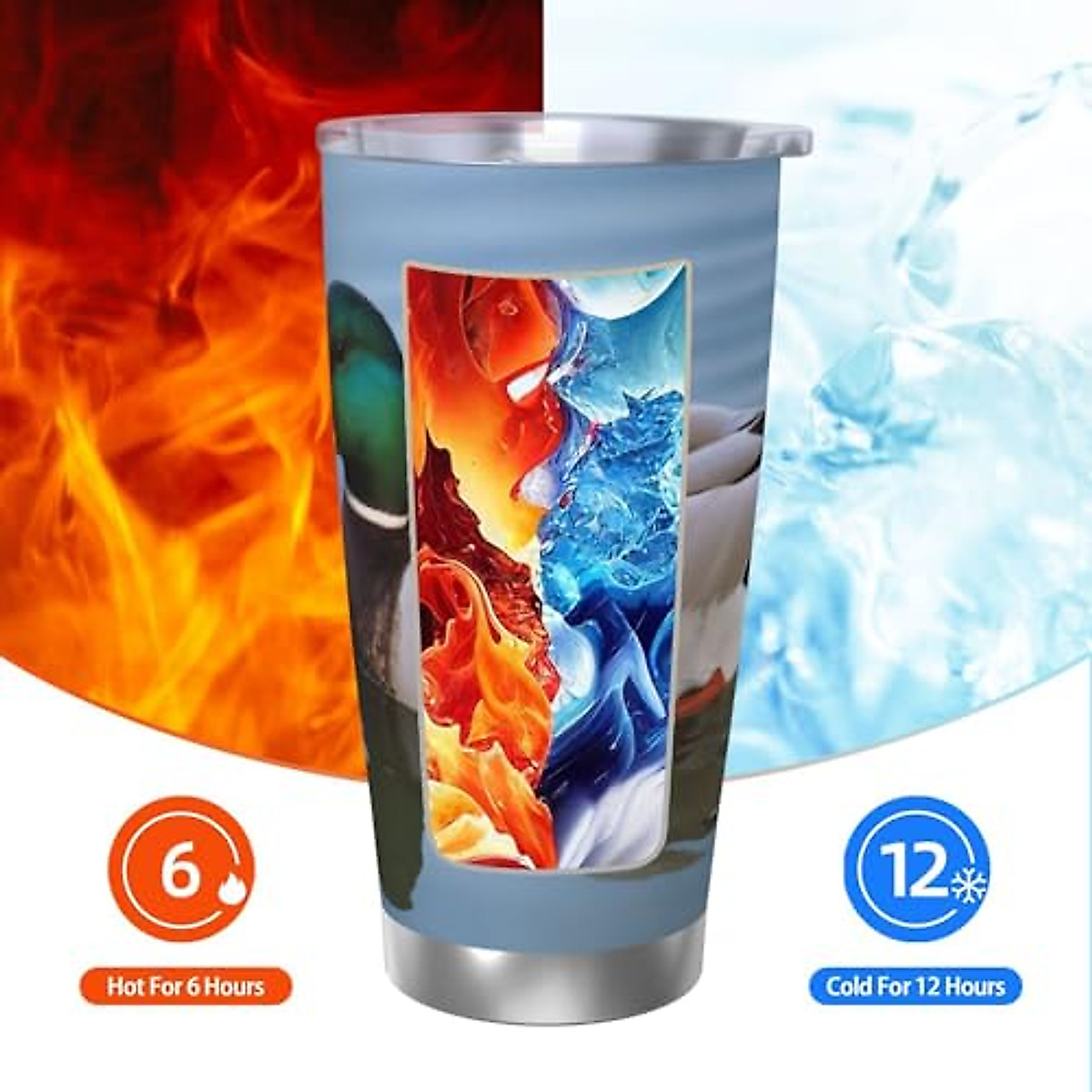 jshmgchw 3d Mallard Ducks 20oz Tumbler, Car Cup With Lid And Straw, Spill-Proof, Stainless Steel Double Wall Vacuum Insulated Reusable Coffee Travel Mug, For Cold Drinks, Hot Beverage