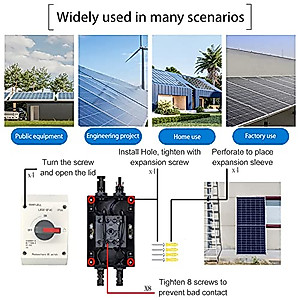 Solar Combiner Box, 1500V DC 32A 4P IP66 Waterproof Insulated Switch Professional Power Solar PV DC Quick Disconnect Switch for Solar Power System RV Boats (Proctive)