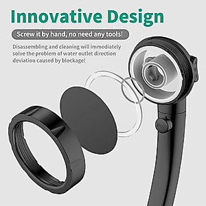 HEROBAI High Pressure Shower Head with Handheld, On Off Shower for RV, Water Saving Shower Head with Stop Button and 3 Modes, Detachable RV Shower Head with Hose and Self-Adhesive Bracket (Black)