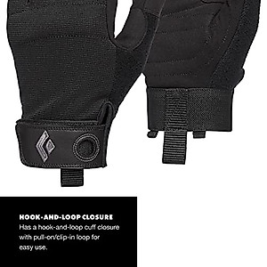 Black Diamond Crag Full-Finger Rock Climbing Gloves for Belaying, Black, Large
