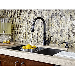 Pfister Wheaton Kitchen Faucet with Pull Down Sprayer and Soap Dispenser, Single Handle, High Arc, Tuscan Bronze Finish, GT529WH1Y, Large