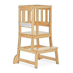 Dream On Me 2-in-1 Funtastic Tower and Step Stool, Easy to Assemble, Multi-Purpose Stool with Non-Toxic Paint Finish, Made of Solid Pinewood, Natural