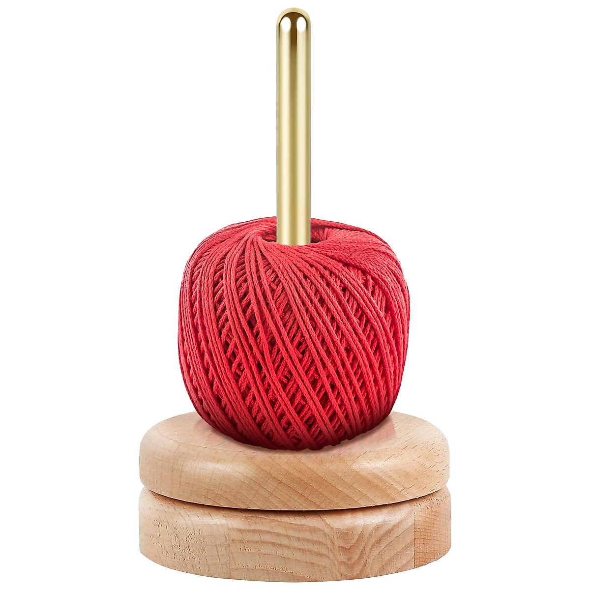 Wooden Yarn Holder Revolving Yarn Ball Stand Rotatable Beech Wood Yarn Skein Spinner Spindle Wooden Sewing Crocheting Tool Yarn Thread Holder Dispenser for Knitting