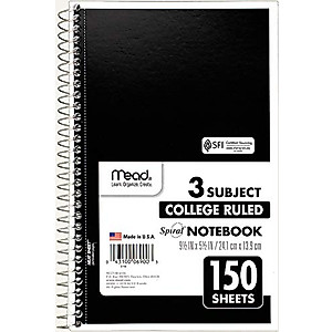 Mead 3-Subject Wirebound College Ruled Notebook, 9.5" x 5.5", Pack Of 10 (06900)