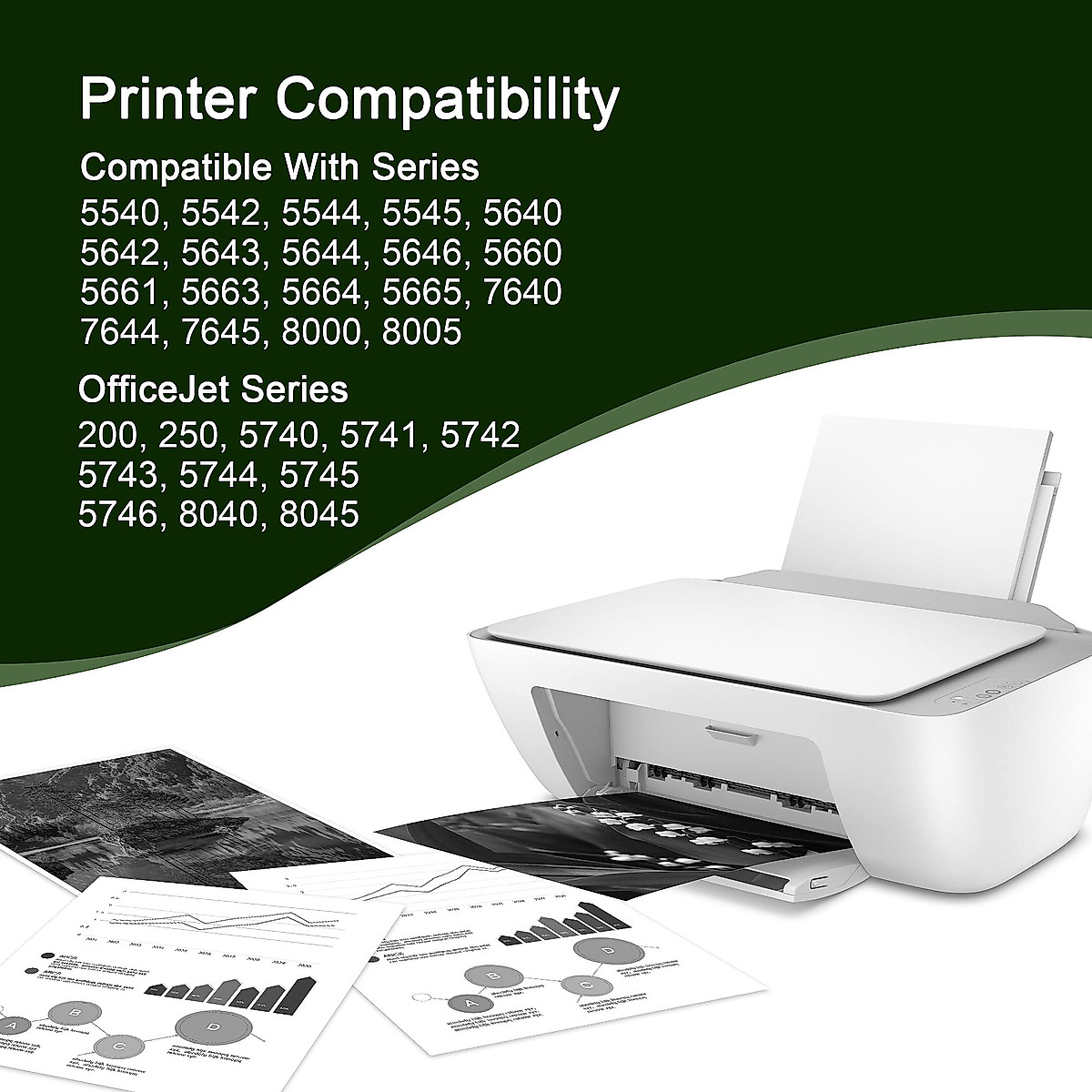 WISETA Remanufactured Ink Cartridge Replacement for HP 62XL 62 XL for Envy 5540 5640 5660 5663 7640 7644 7645 Officejet 5740 5741 8040 OfficeJet 200 250 Series Printer (2 Black)