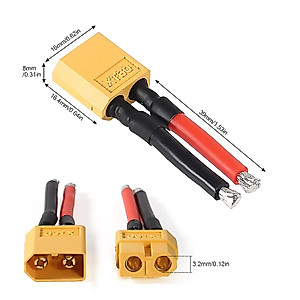 JUZITAO 10 Pairs XT60 Plug Connector Female and Male Connector with 12AWG Silicon Wire for RC Lipo Battery Cable Drone