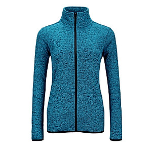 Dolcevida Womens Fleece Jacket Long Sleeve Sweater Fleece Zip Up Speckled Jacket with Pockets (Blue Steel Mix, M)