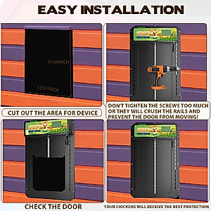 ANSIKE Automatic Chicken Coop Door APP Control Aluminum WiFi Chicken Coop Door Opener with Timer Programmable Light Sensor Poultry Remote Control 4 Power Supply Methods, Built-in Battery Black