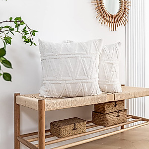 Zuccviloa Throw Pillow Covers Decorative Soft Velvet Farmhouse Boho Pillow Covers for Couch Bed Bedroom Living Room (18"x18", White)