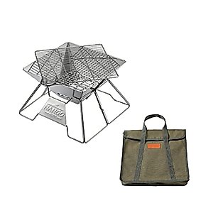 NANGOGEAR Flatpack Camping Grill Portable Wood Burning Stove Grill Stainless Steel 111107(MT-2)