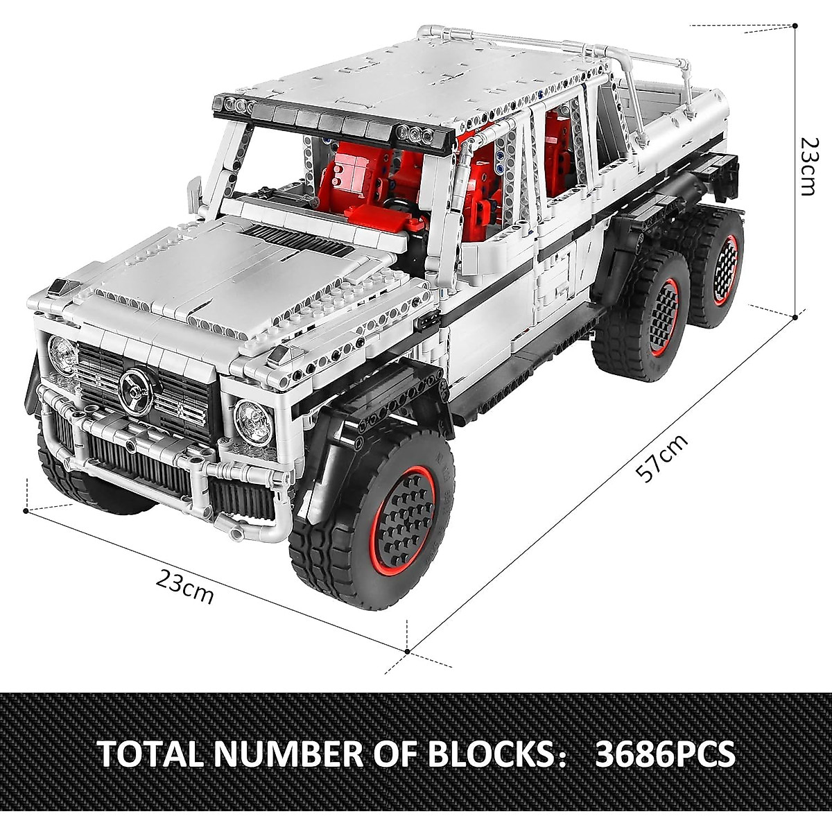 Mould King 13061 Off-Road Pickup Trucks Building Kits Toy, 6x6 MOC Building Blocks Model Off-Road Vehicle with Motor/APP Remote Control, Gift for Kids Age 8+/Adult Enthusiasts(3686 Pieces)