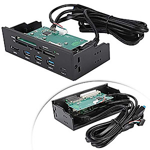 ASHATA Front Panel Hub 11 Port PC Front Panel with USB 3.0 Ports USB 3.1 eSATA Port and 6 Card Slots Card Reader Support M2 MSO Memory MS XD 64G CF Card Fit Any 5.25” Computer Case Front Bay