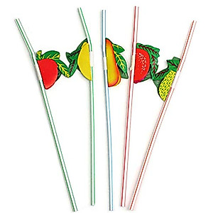 JQYXSS 50 PCS Disposable Cocktail Drinking Straws for Tropical Hawaiian Beach Cocktail Luau Birthday Party Decorations Supplies for Drinkware
