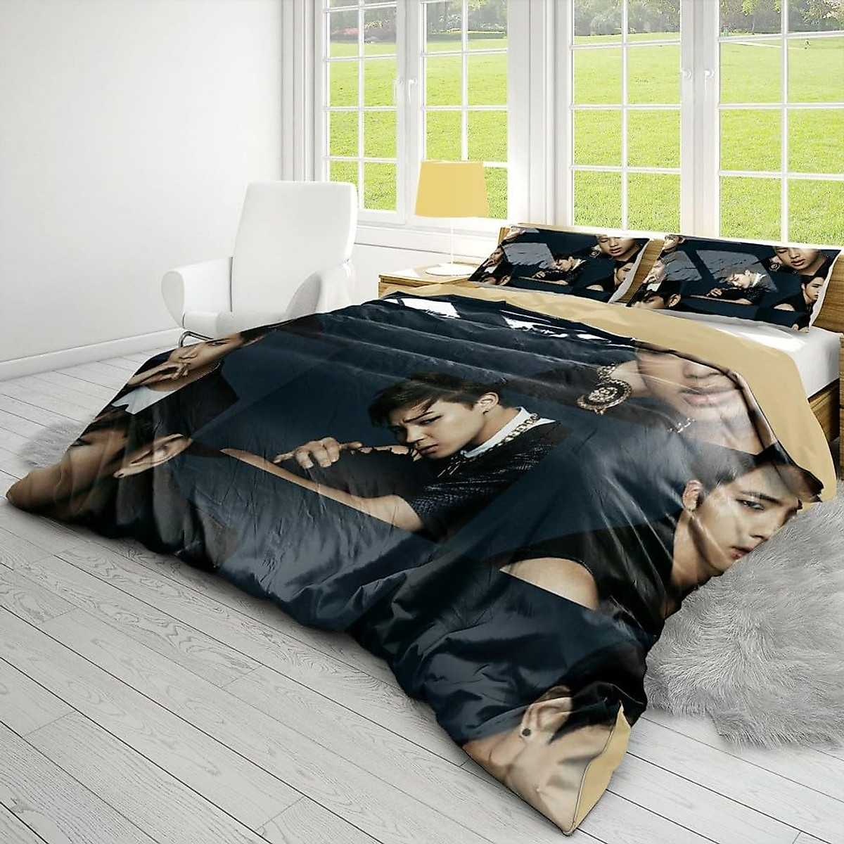 MattUi K-Pop Idol 3D Printed Bedding Set, Kids Youth Duvet Cover Set, Microfiber for Girls and Boys, Comes with 2 Pillowcases (1,Twin 68x86in + 20x30in)