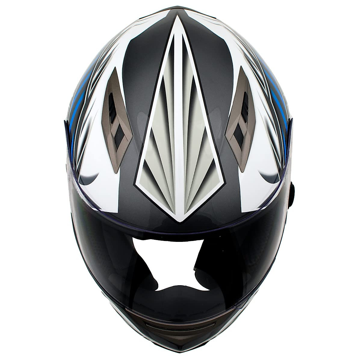 Milwaukee Helmets H512 Titanium and Blue Chit-Chat Black Full Face Motorcycle Helmet w/Intercom - Built-in Speaker and Microphone for Men/Women - Medium