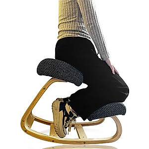 Kneeling Chair, Ergonomic Desk Chair for Office Home - Improve Your Posture with Angled Rocking Stool - Solid Wood Rocking Chair with High-Resilience Foam Seat Cushions