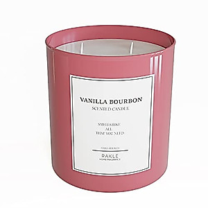 RAKLE Candles for Home Scented – Vanilla Bourbon Scented Candle 16.9 oz – Premium Soy Wax Blend Candle Jar with Lid for Home, Meditation, Aromatherapy – Delightful Long Lasting Scents
