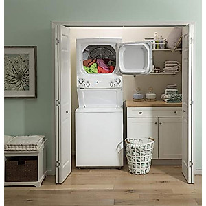 GE GUD27EESNWW 27" Electric Laundry Center with 3.8 cu. ft. Washer Capacity and 5.9 cy. ft. Dryer Capacity in White