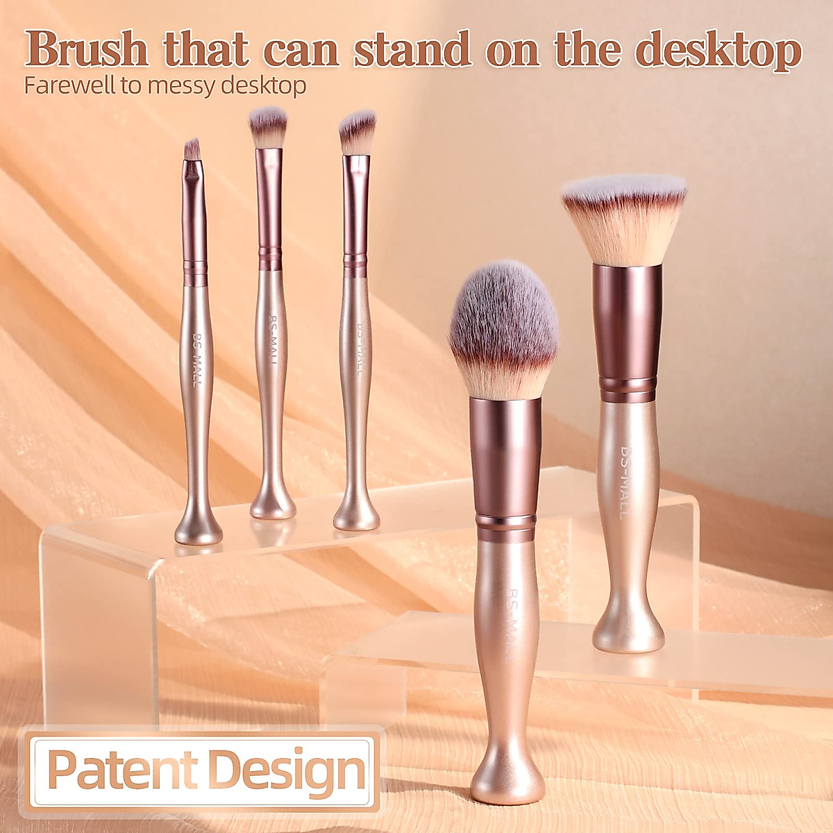 BS-MALL Makeup Brushes Stand Up Premium Synthetic Foundation Powder Concealers Eye Shadows (14rose)