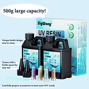 UV Resin - 500g Upgrade Crystal Clear Hard Glue, Low Odor Zero Yellowing Superb Transparency Ultraviolet Quick Curing Epoxy Resin for Jewelry Making, DIY Craft Decoration, Mold, Casting and Coating