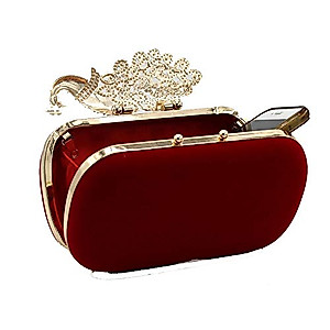 Kingluck Womens Evening Clutch Cocktail Wedding Party Handbag Clutch Purse Decorative Drill, Red, L16*w10*6cm