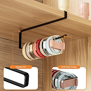 Liktadr Premium Tumbler Lid Organizer, Lid Organizer-Paper Towel Holder Under Cabinet, Easy Install-Space Saving Design Drinking Tumbler Lid Storage for Kitchen Organizers and Storage(Black)