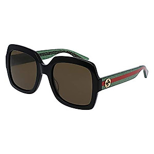 Gucci 0036S 002 Black 0036S Square Sunglasses Lens Category 3 Size 54mm, womens