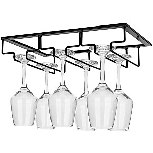 Wine Glass Rack, Under Cabinet Stemware Rack Wine Glass Holder Storage Hanger for Cabinet Kitchen Bar