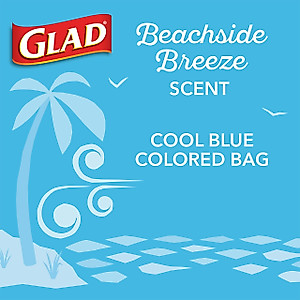 GLAD Small Drawstring Trash Bags, 4 Gallon Green Trash Bags for Small Kitchen or Office Trash Can, Beachside Breeze with Febreze Freshness to Eliminate Odors, 80 Count - Packaging May Vary