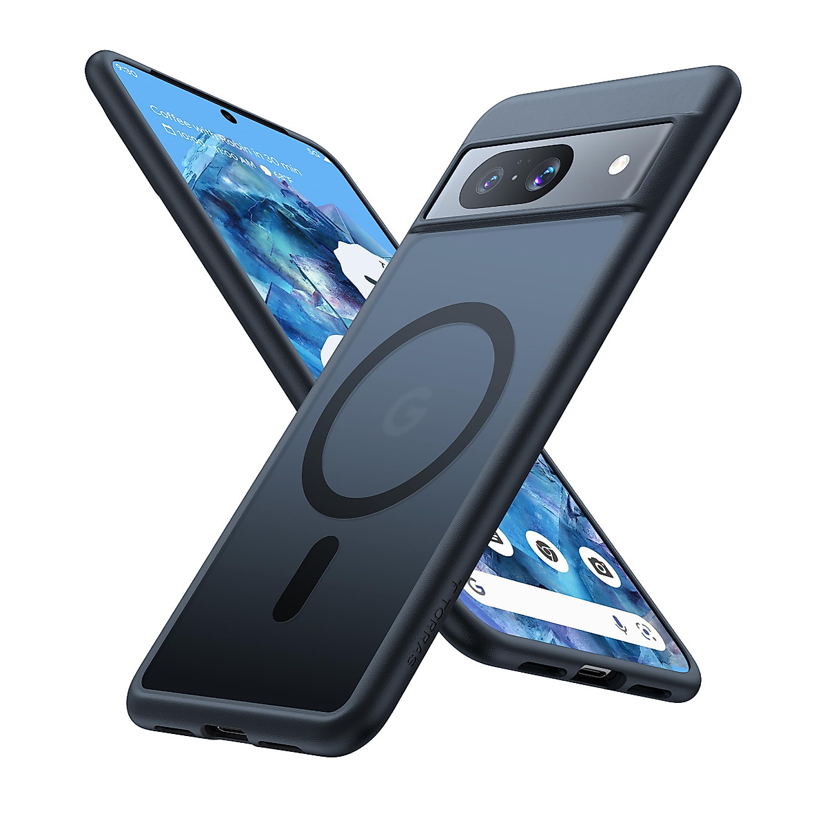 TORRAS Magnetic Shockproof for Pixel 8 Case, [Military Grade Drop Tested] [Compatible with MagSafe] Protective Slim Translucent Hard Plastic Phone Case for Google Pixel 8 Case 6.2", Black