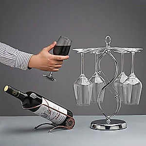 FIAMER Countertop Wine Glass Holder Stemware Rack Air Drying System Kitchen Bar Storage Rack Desktop Goblet Storage Rack Metal Glasses Display Stand… (15in*10.6in*5.9in)