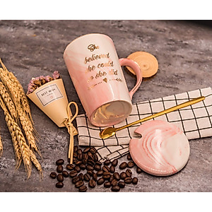 Mugpie She Believed She Could So She Did Coffee Mug - Congratulations Graduation Gifts for Her Women Girl Daughter College Nursing - Cute Motivational Inspiritional 12.5oz Pink Ceramic Cup + Gift Box