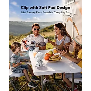GEHEN Portable Clip on Fan, Cordless Small Desk 10000mAh Battery Operated, Rechargeable Table 3 Speeds Quiet Personal 360° Rotate Cooling Fan for Bedroom Office Stroller Camping White,D1PB005100002