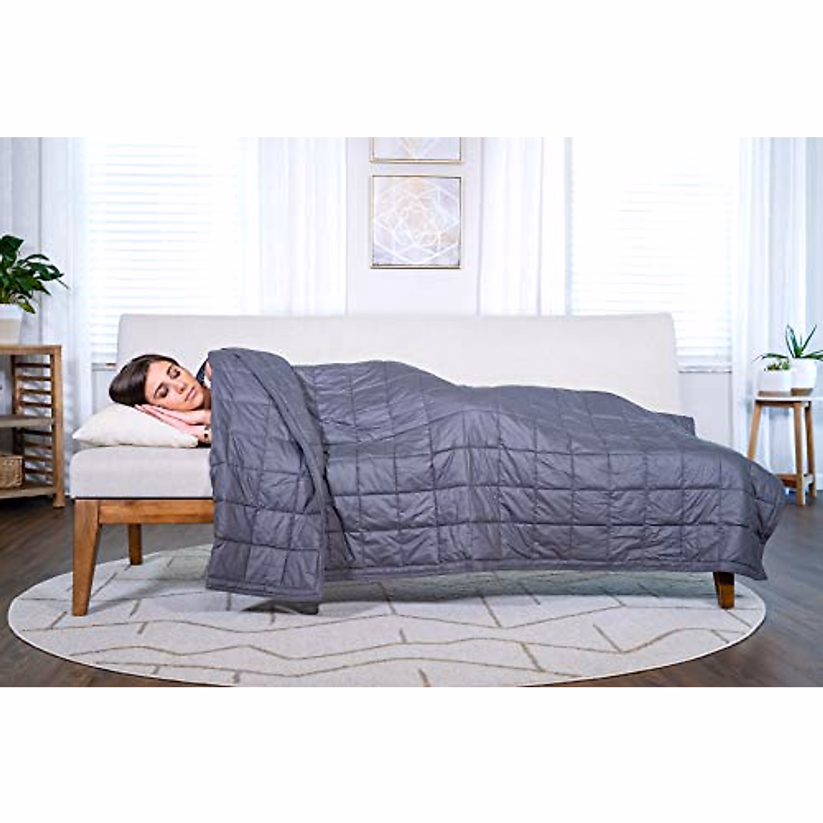 AckBrands 60" x 80" - 15 Lb Weighted Blanket - Slate Gray - Premium Cotton with Glass Beads - Double Stitched Edges - Veteran Owned
