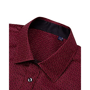 J.VER Men's Casual Long Sleeve Dress Shirt Print Business Button Down Shirts Burgundy 3X-Large